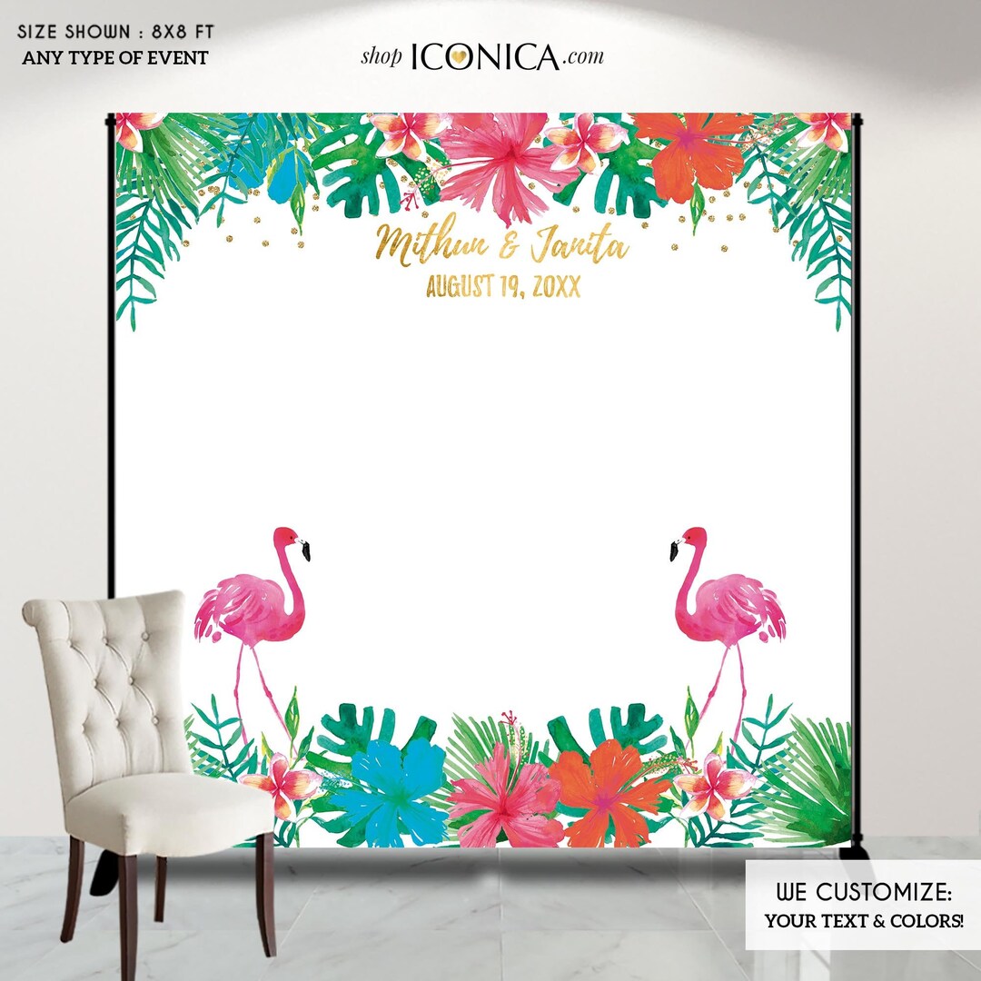 Flamingo Party Backdrop - Tropical Luau Photo Booth Backdrop - Let's ...
