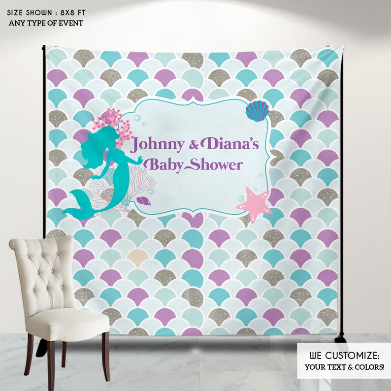 Mermaid Party Backdrop Under the Sea Party Backdrop Mermaid - Etsy