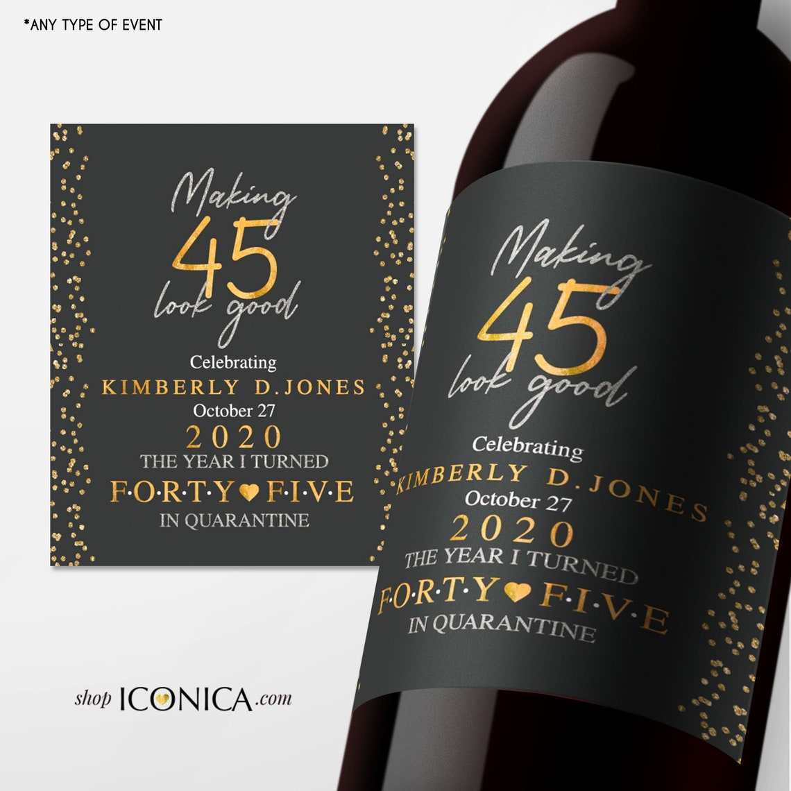 Personalized 50th Birthday Wine Label, Milestone Celebration - Etsy
