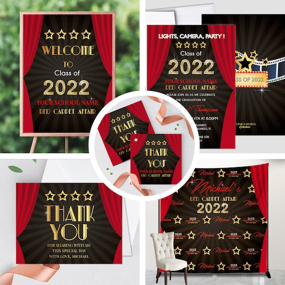 Hollywood Theme party Invitation and Decorations for Graduation Class ...