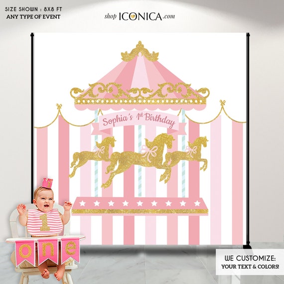 Carousel Backdrop personalized, Carousel Party Banner,Carnival Party ...