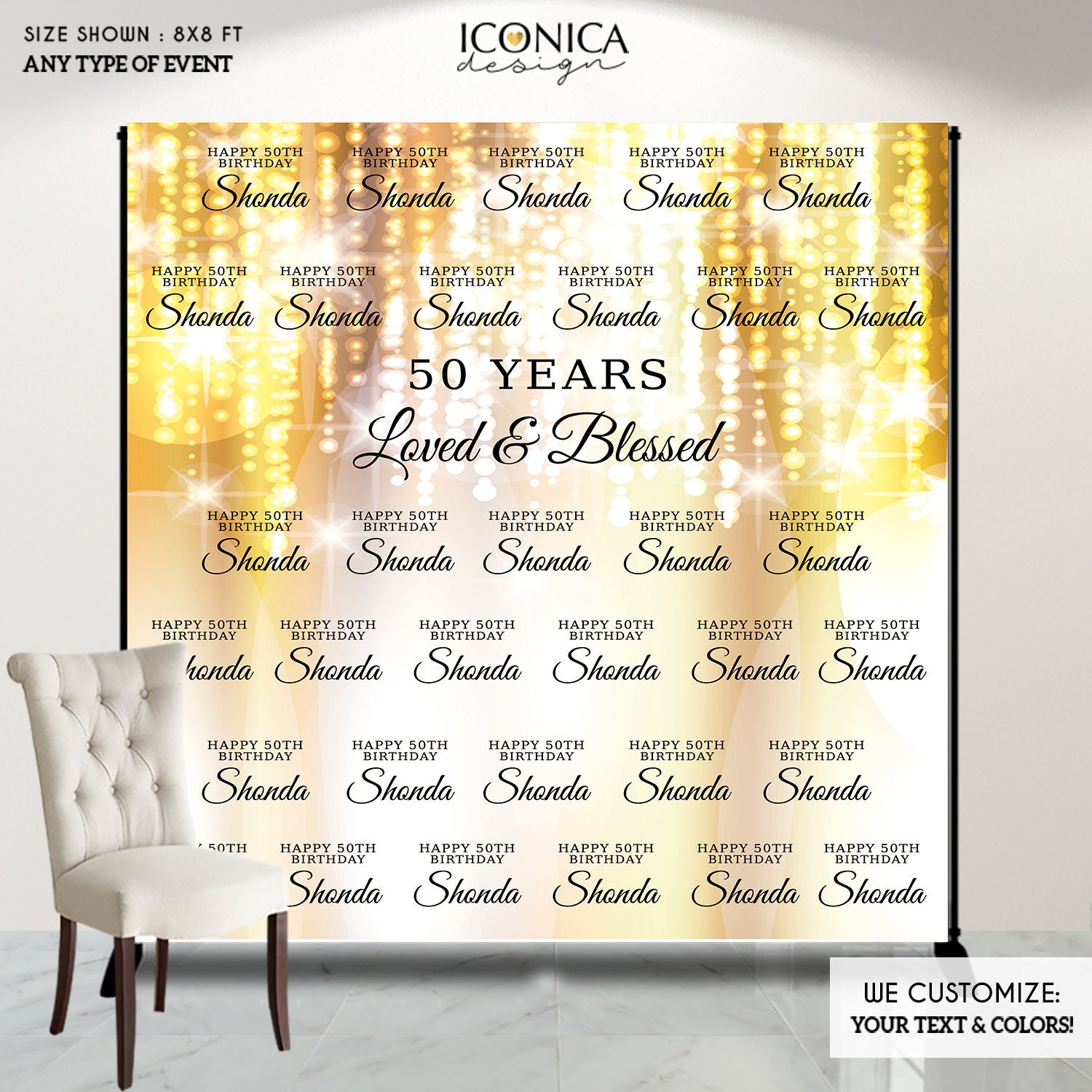 50th Birthday Backdrop Photo Booth Party Backdrop Step And | Etsy