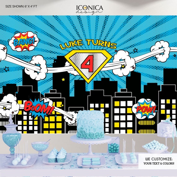 Superheroes BACKDROP, Super hero Comic Theme, We Customize initial ...