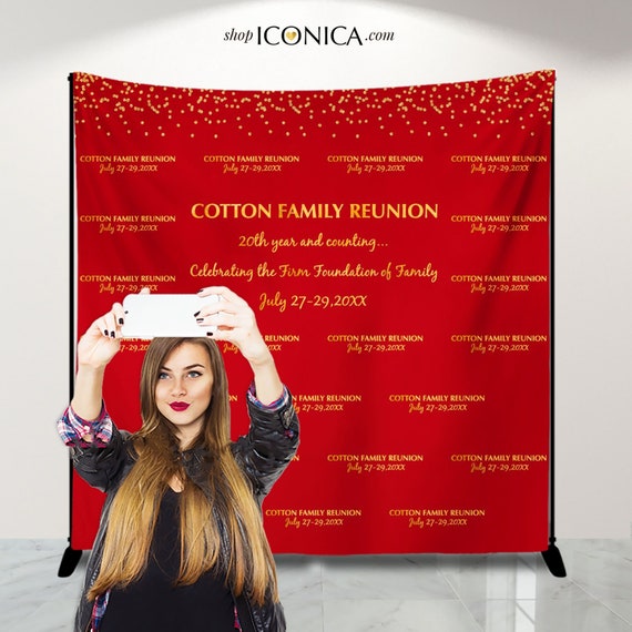 Family Reunion Photo Backdrop, Step and Repeat Backdrop, Burgundy and ...