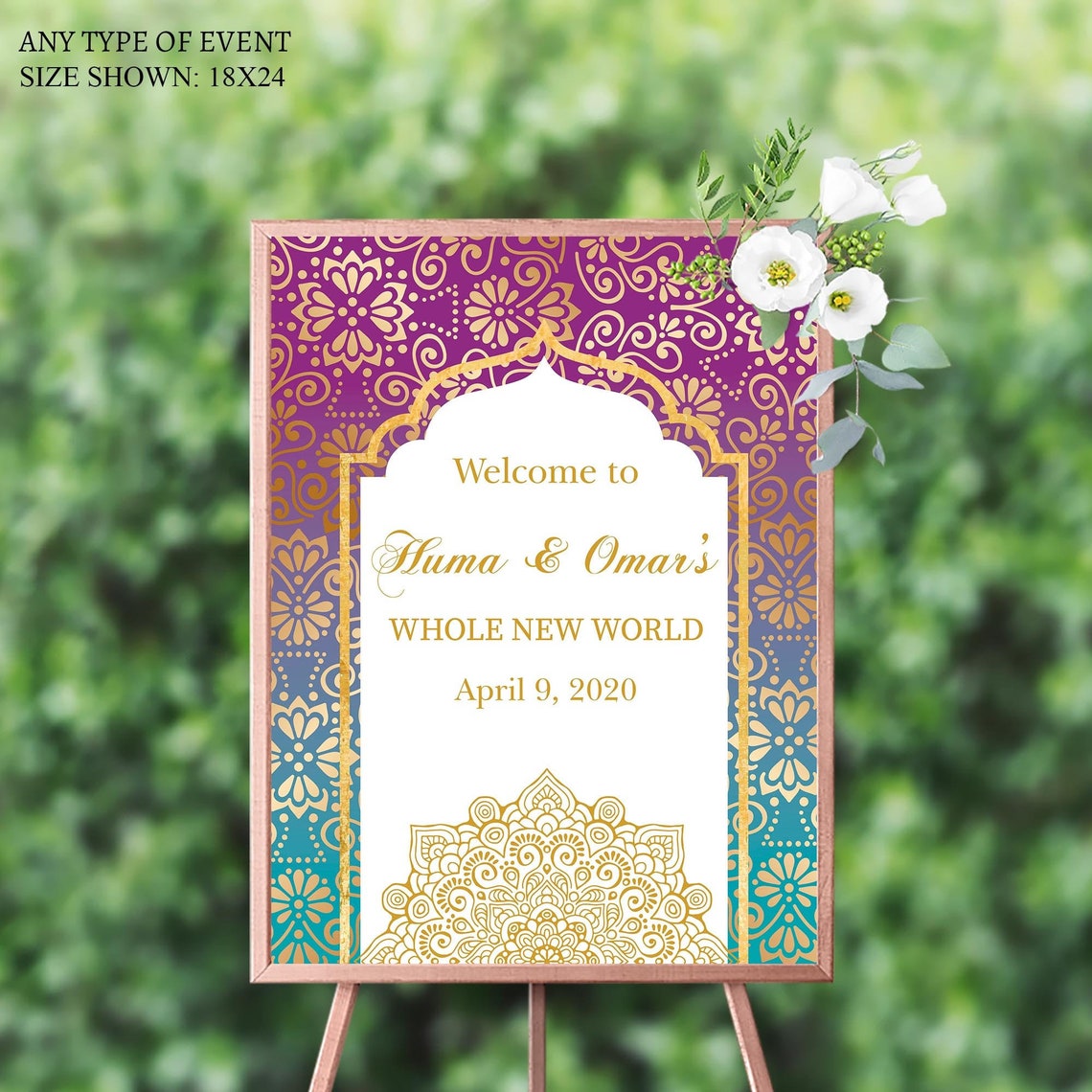Moroccan Welcome Sign, Arabian Nights Party Decor, Personalized Event ...