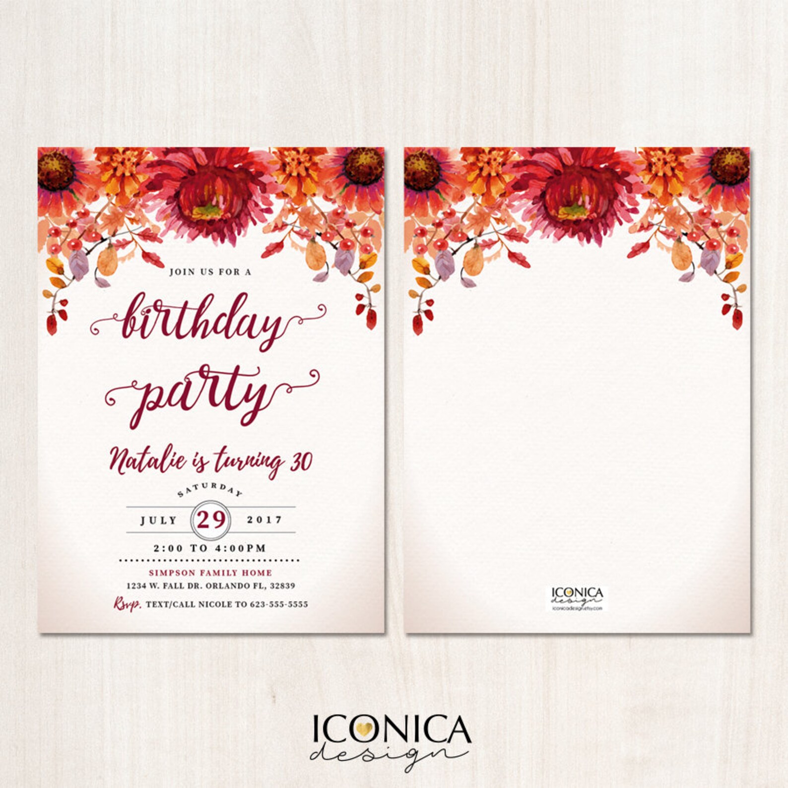 Fall Birthday Party Invitation Harvest Party Invitations | Etsy