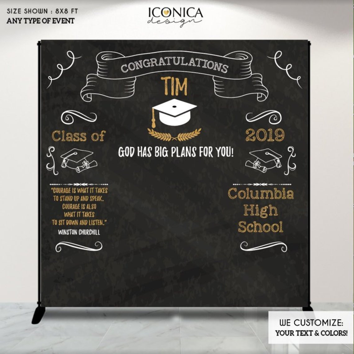 Graduation Party Photo Booth Backdrop Personalized Virtual - Etsy