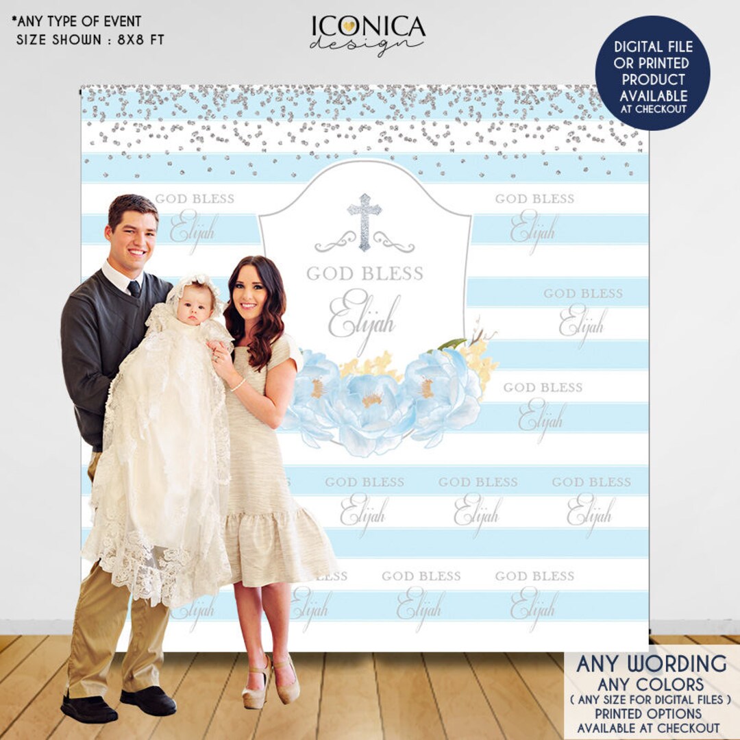 Baptism Backdrop, First Communion Backdrop, Personalize, Christening ...