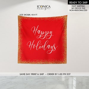 Christmas Party Backdrop,red and Gold Holiday Party Decor, Festive ...