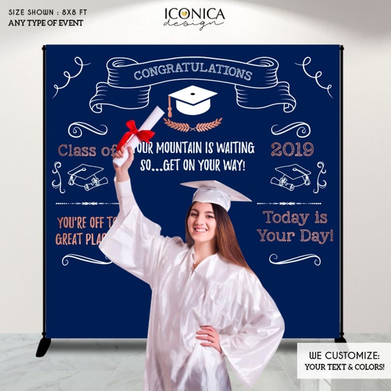 Graduation Party Photo Booth Backdrop, Virtual Graduation, Personalized ...