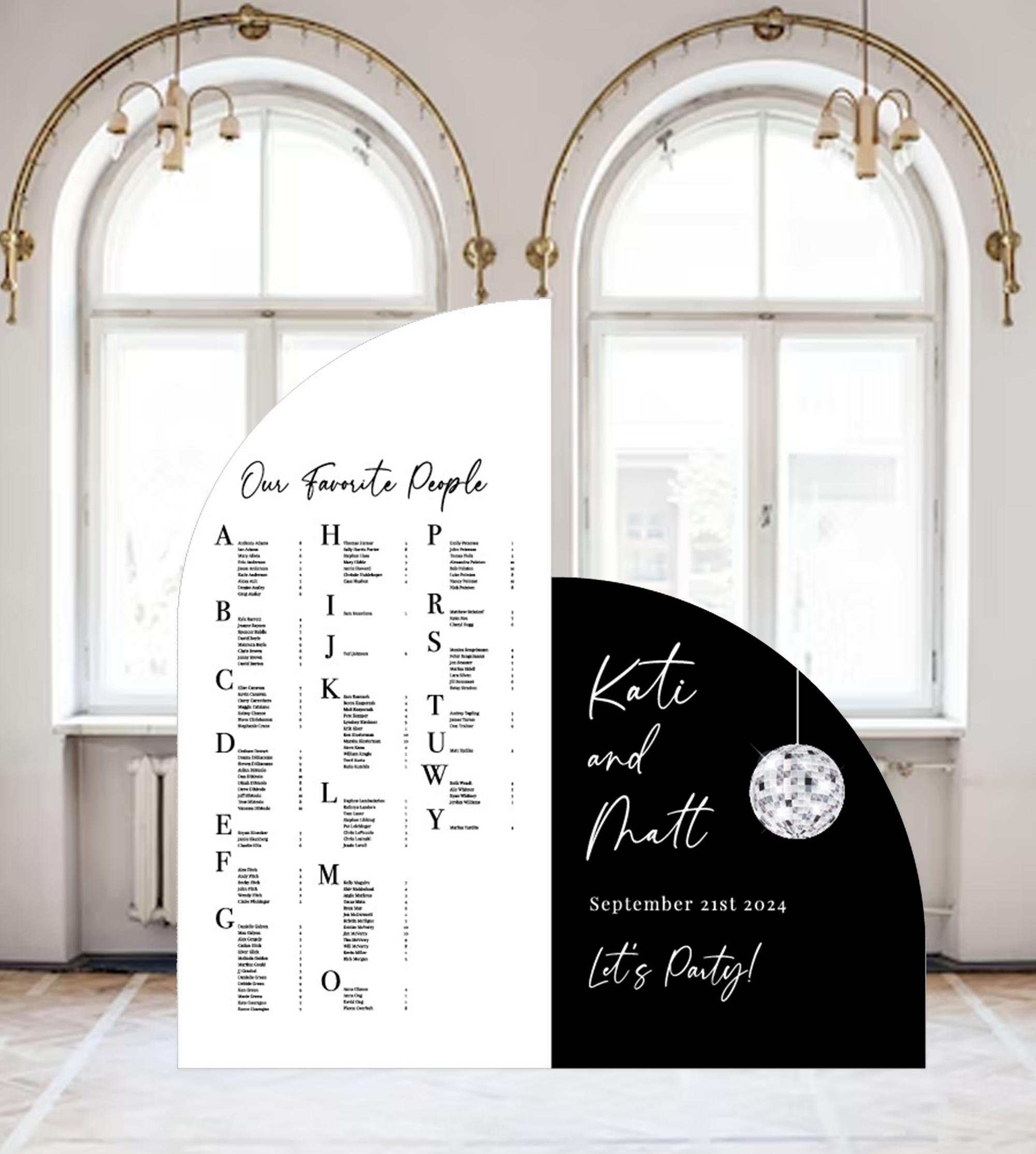 Disco Ball Wedding Seating Chart, Retro Arch Sign, Custom Foam Board - Etsy