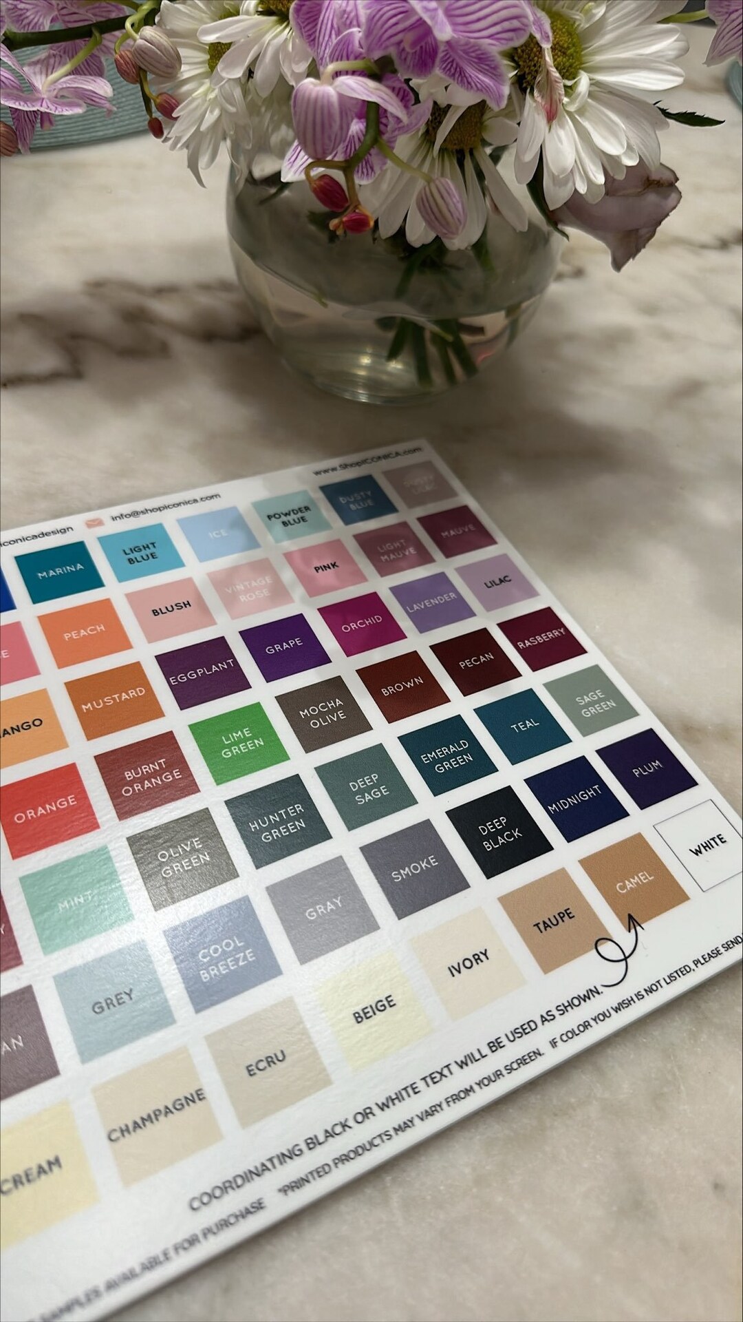 Printed Color Chart Sample on Foam Board - Etsy