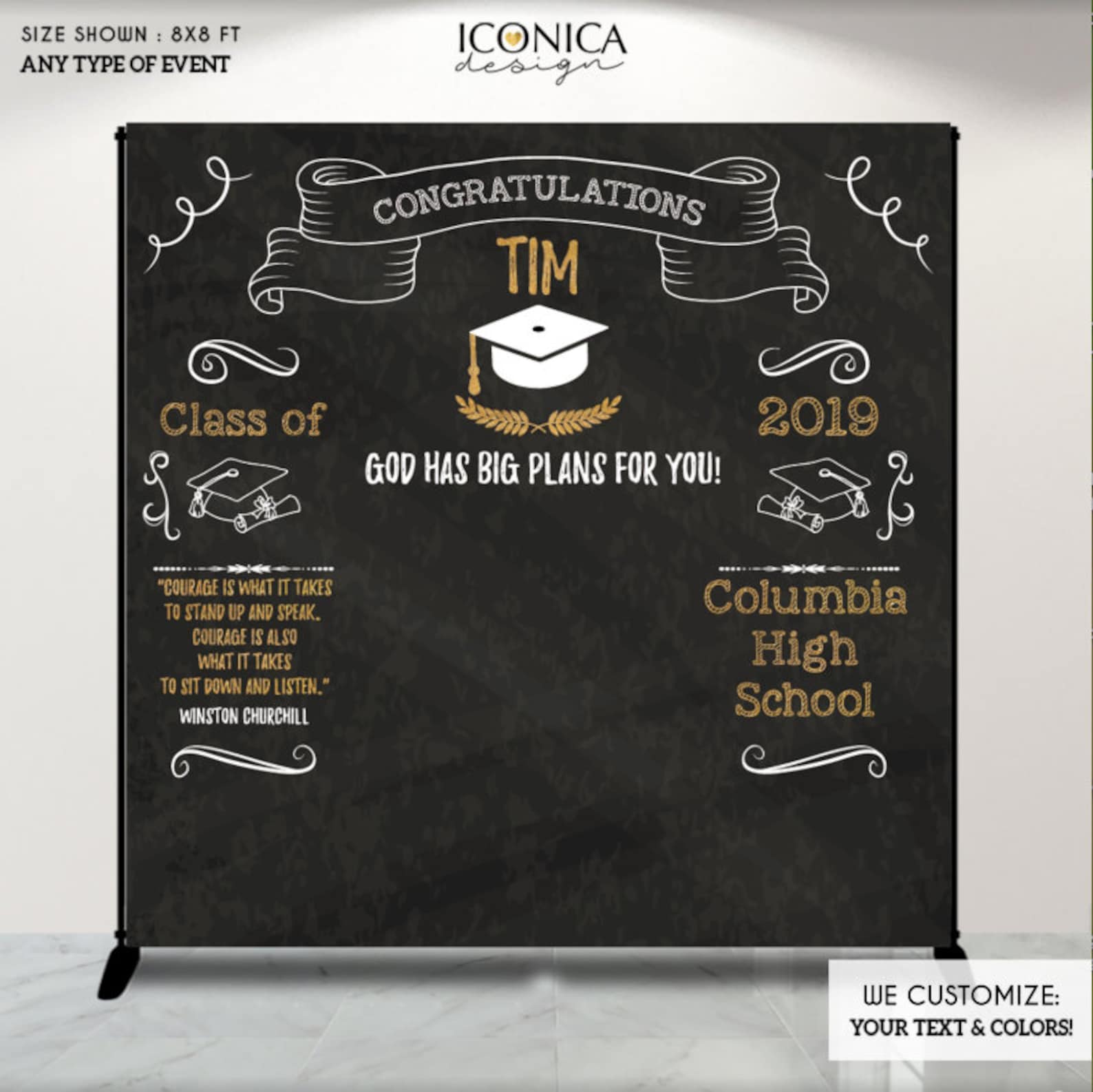 Personalized Graduation Photo Booth Backdrop, Congrats Grad Banner ...