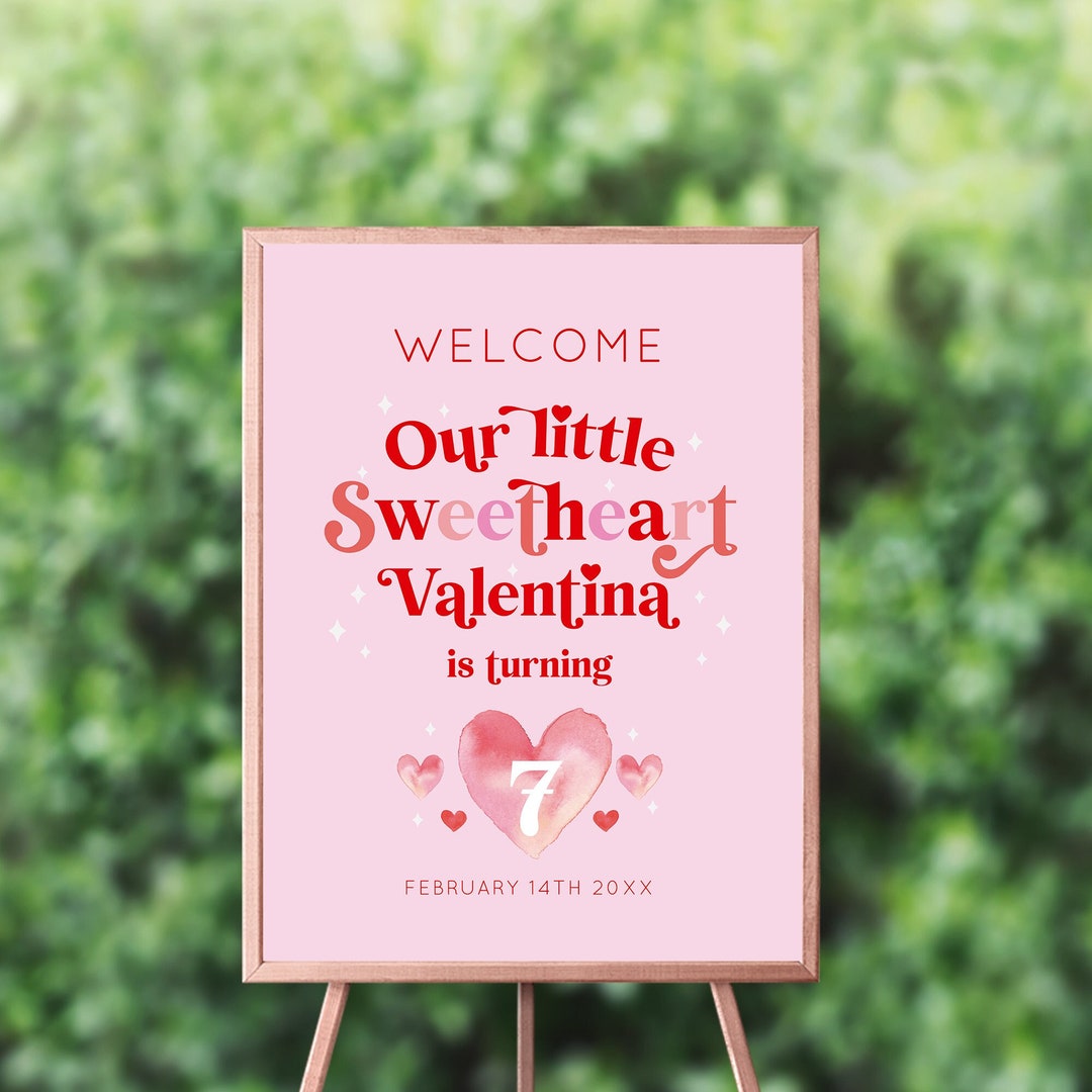 Personalized Valentine's Day Welcome Sign, Birthday Party Decor - Etsy