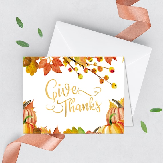 Fall Thank You Cards set Of 10 A2 Folded Cards Printed,Give Thanks ...