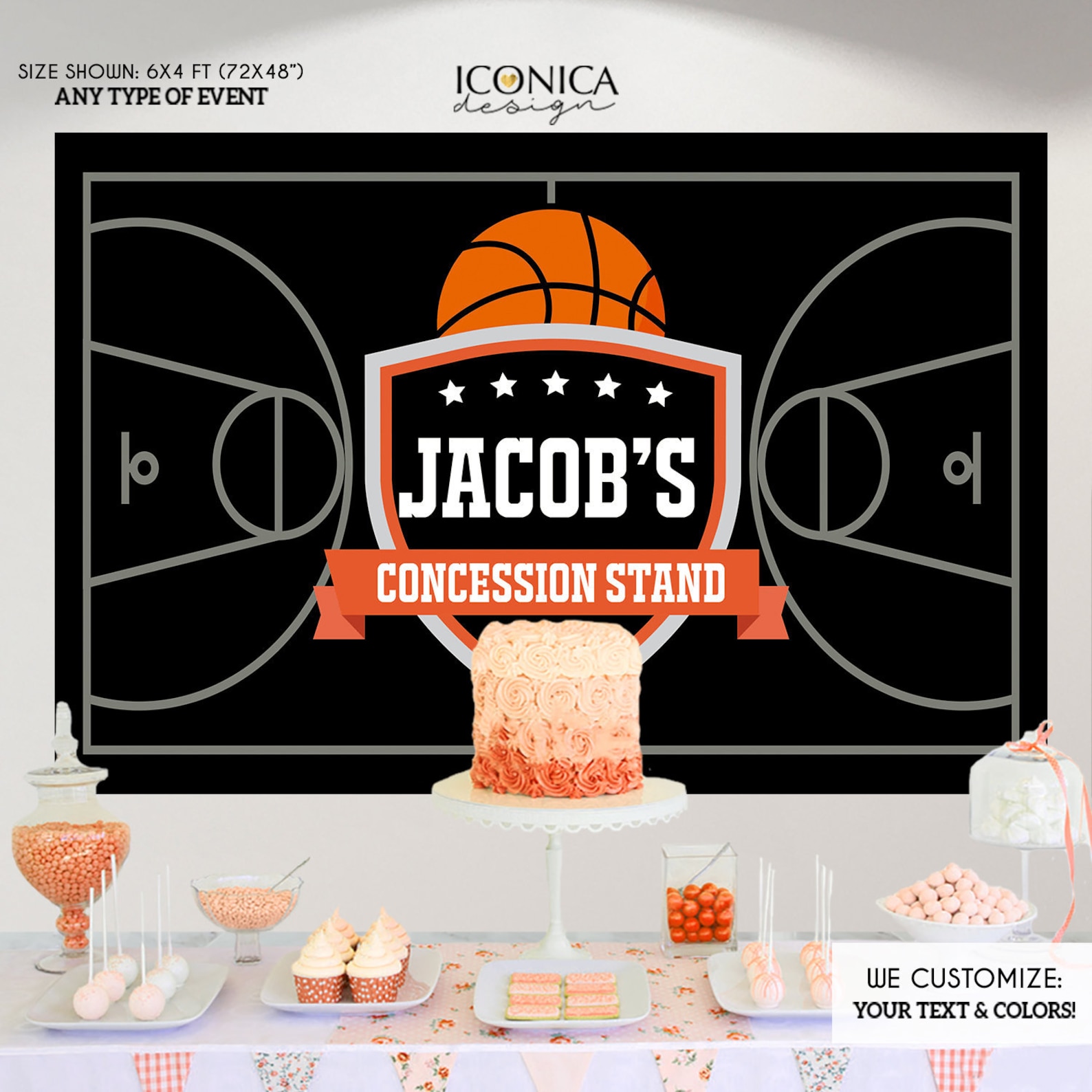 Basketball Backdrop Custom Basketball Party Decorations, March Madness ...