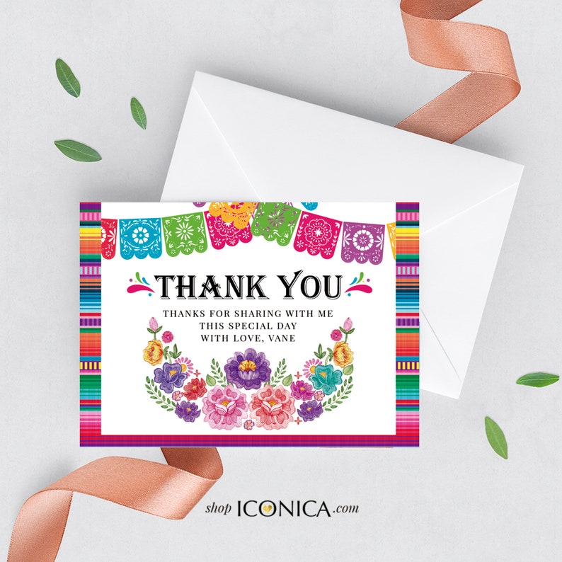 Floral Thank You Cards Fiesta Theme Cards Let's Fiesta - Etsy