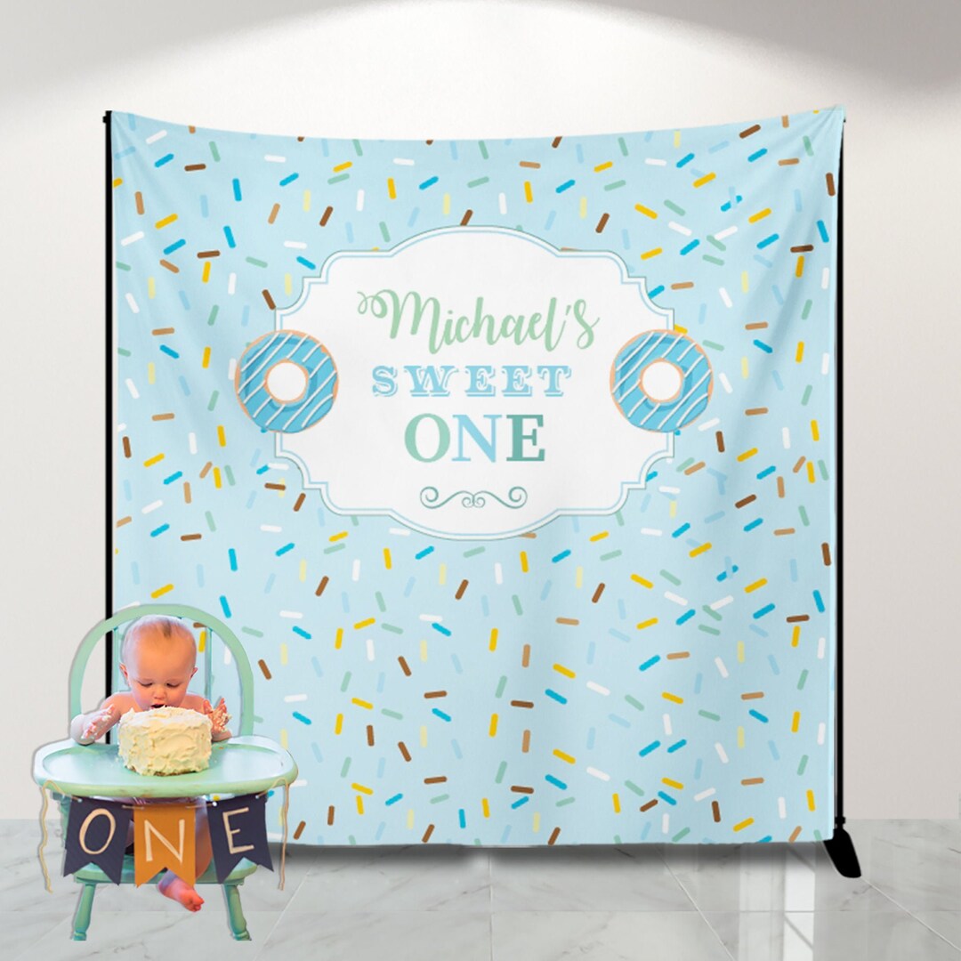 Donut Sprinkles Birthday Backdrop | Sweet ONE, Photo Booth (printed or ...