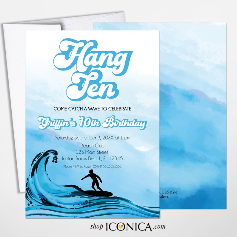 Surfing Birthday Welcome Sign surf Hang 10 Birthday Sign - Etsy