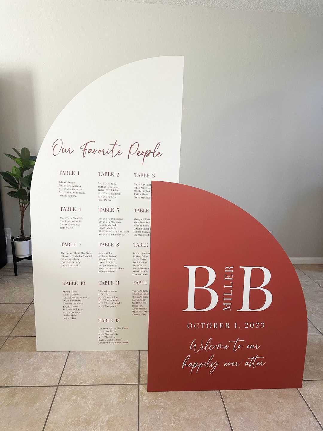 Wedding Seating Chart Terracotta Large Arch Sign Arched Board With ...