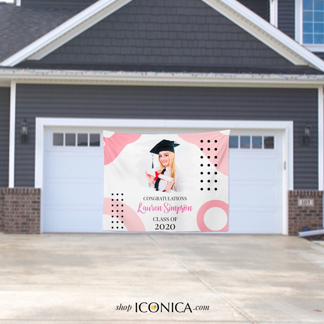 Modern Graduation Party Backdrop, Custom Congrats Grad Banner (printed ...