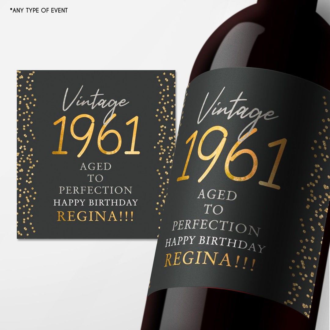 Vintage Wine Label 50th Anniversary Wine Label Personalized Any Age ...