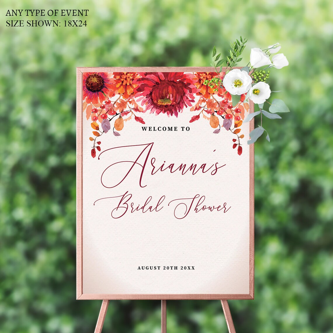 Fall Floral Welcome Sign, Personalized Party Decor - Etsy