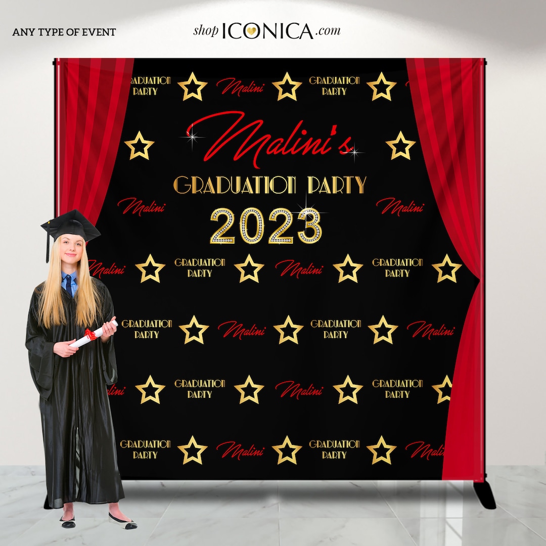 Graduation Decorations 2023 Banner Personalized, Red Carpet Backdrop ...