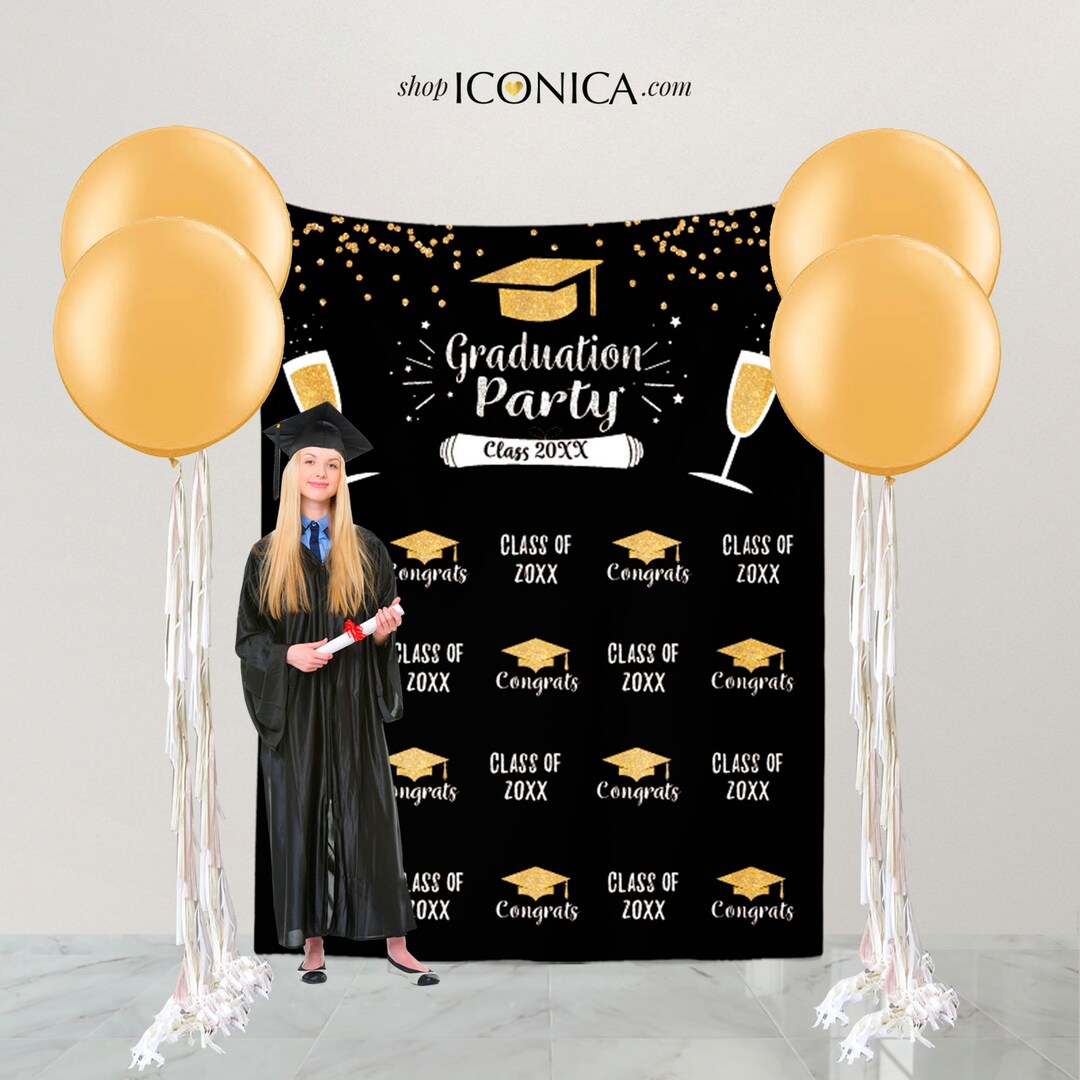 Graduation Party Photo Booth Backdrop,blue Graduation Decor Step and ...