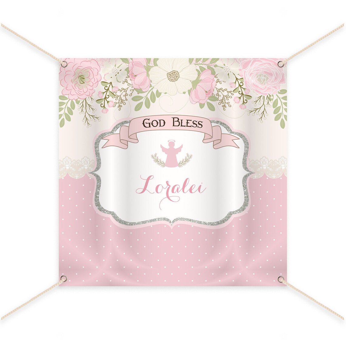 Floral Baptism Banner, Floral First Communion Backdrop, Little Angel ...
