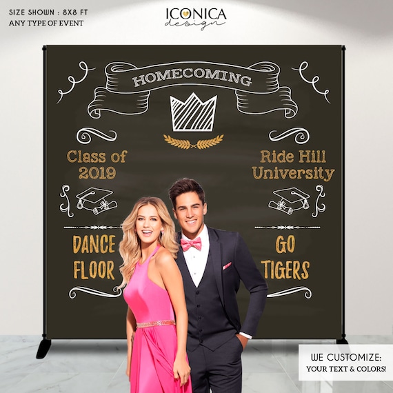 School Homecoming Photo Booth Backdrop, Virtual Homecoming Party Photo ...