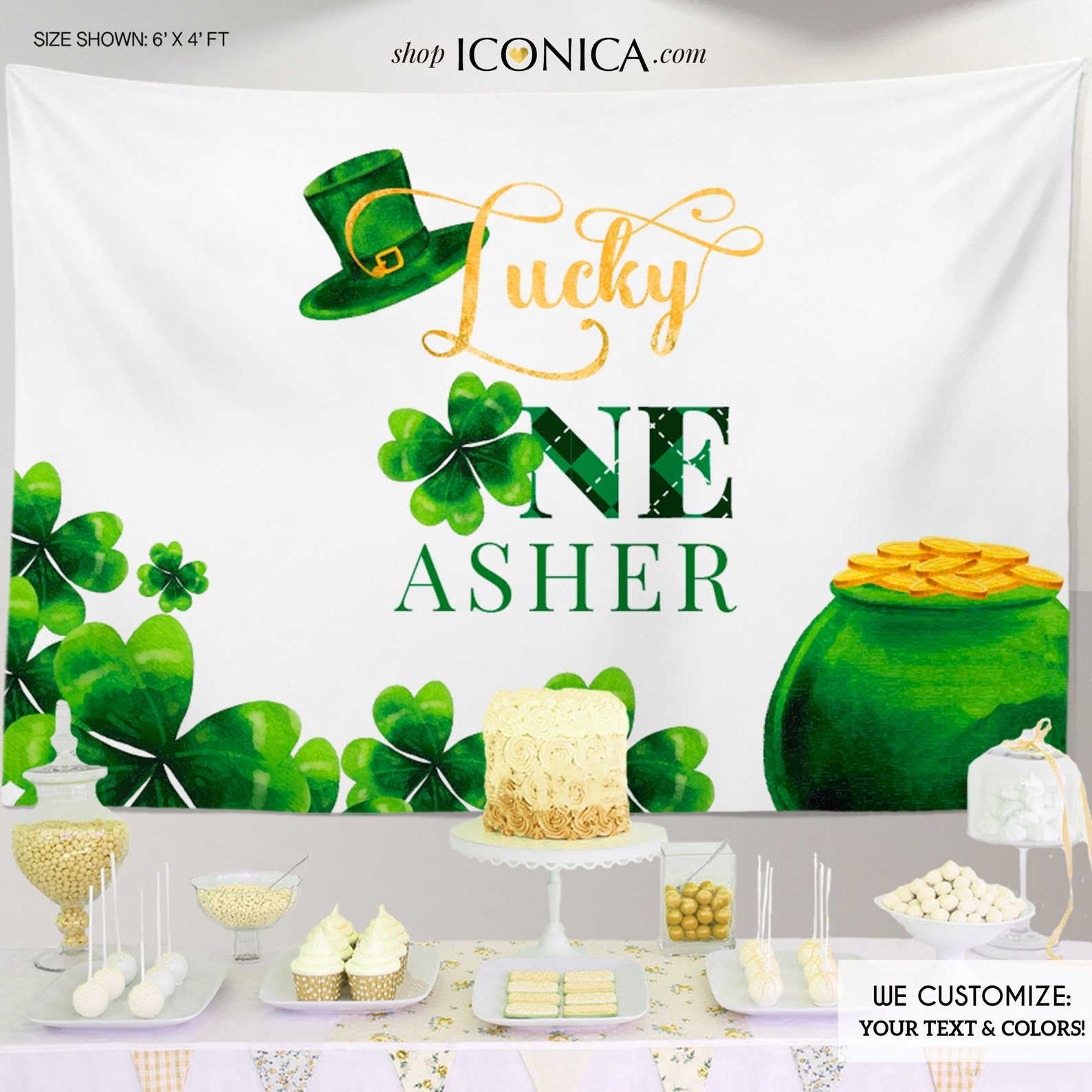 Shamrock Birthday Banner Personalized Lucky ONE St. | Etsy