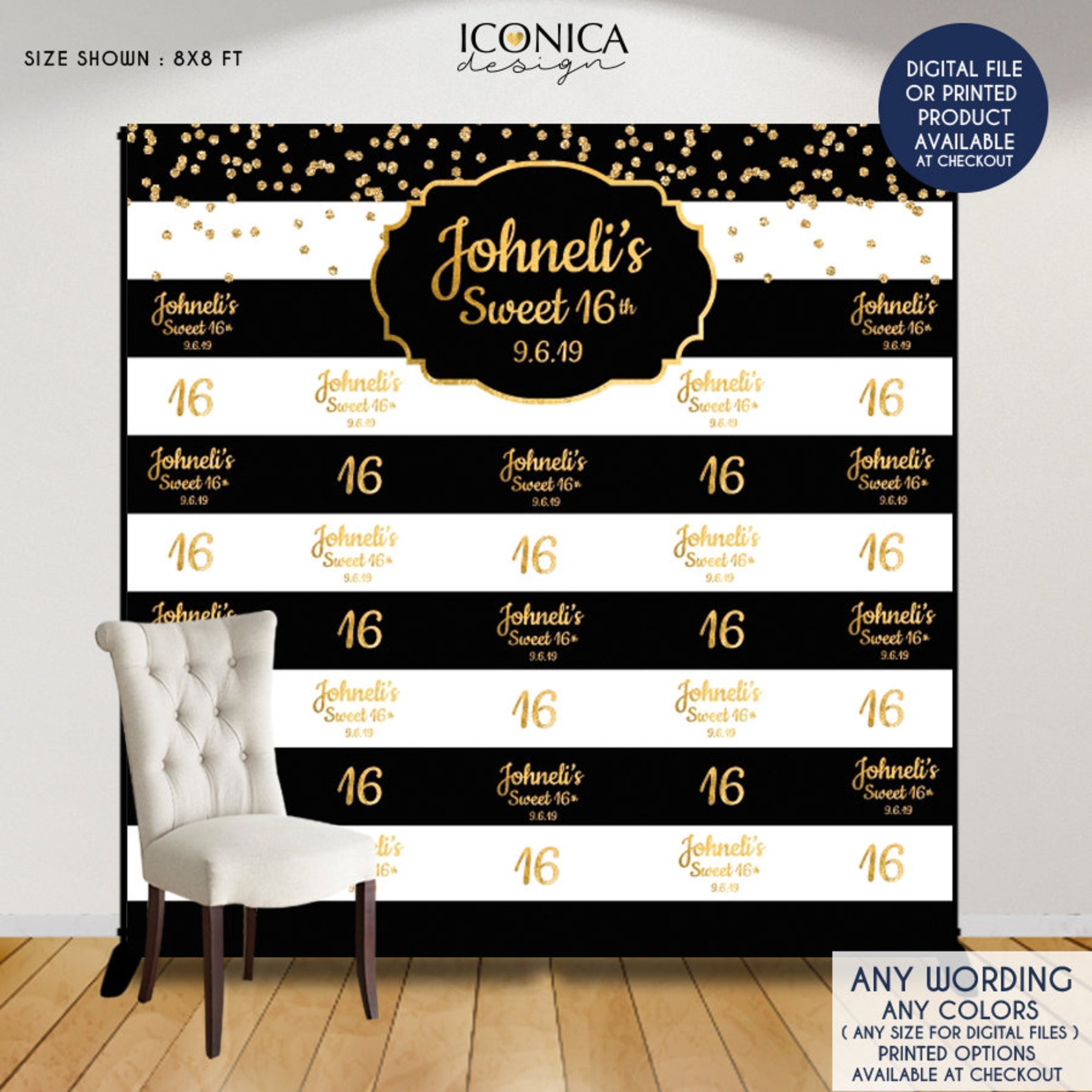 Sweet Sixteen Party Backdrop Sweet 16 Photo Booth Backdrop - Etsy