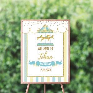 Carousel First Birthday Welcome Sign, Carnival Circus Theme - Etsy