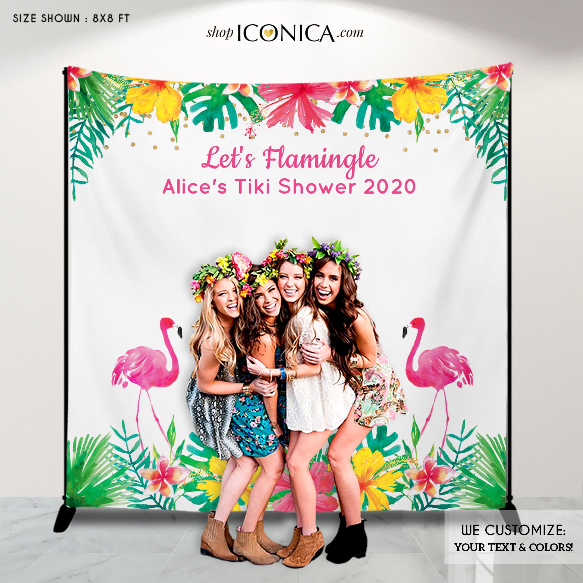 Flamingo Party Backdrop Tropical Luau Photo Booth Backdrop | Etsy