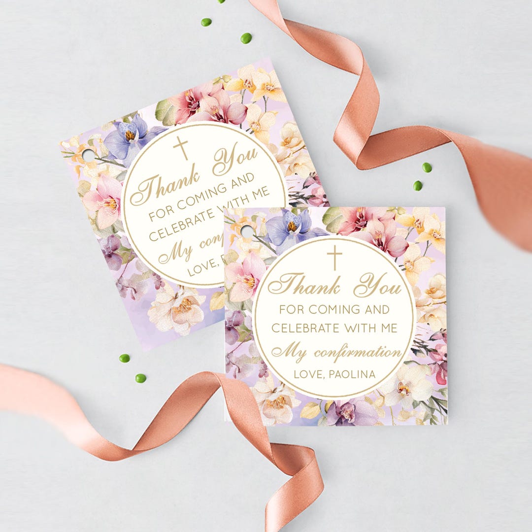 Confirmation or First Communion Lilac Favor Tags Elegant Orchids ...