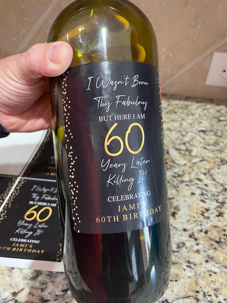 60th Birthday Wine Label Personalized Any Age Milestone Birthday ...