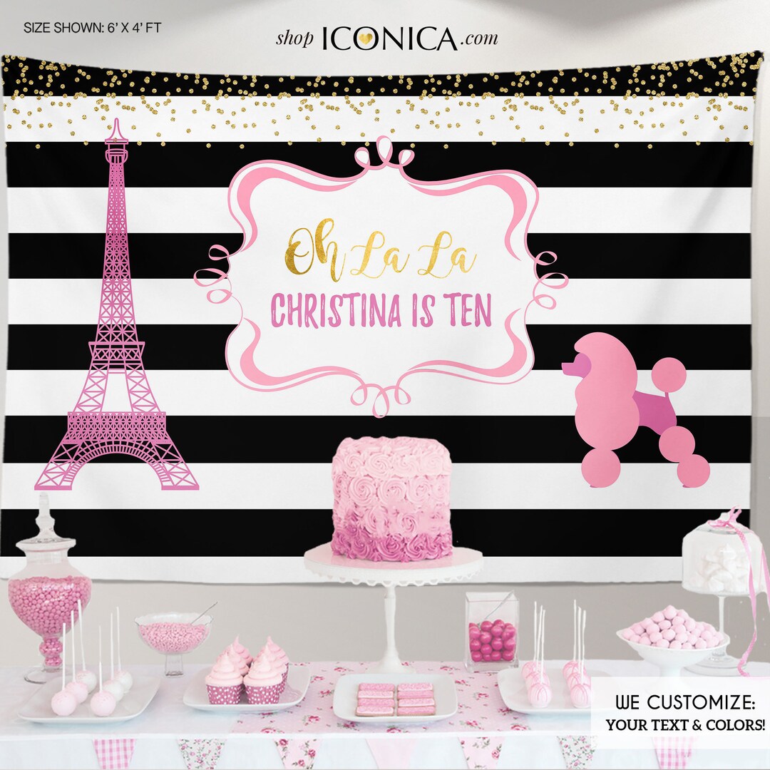French Party Backdrop, Oh La La Paris Banner - Any Age, Parisian ...