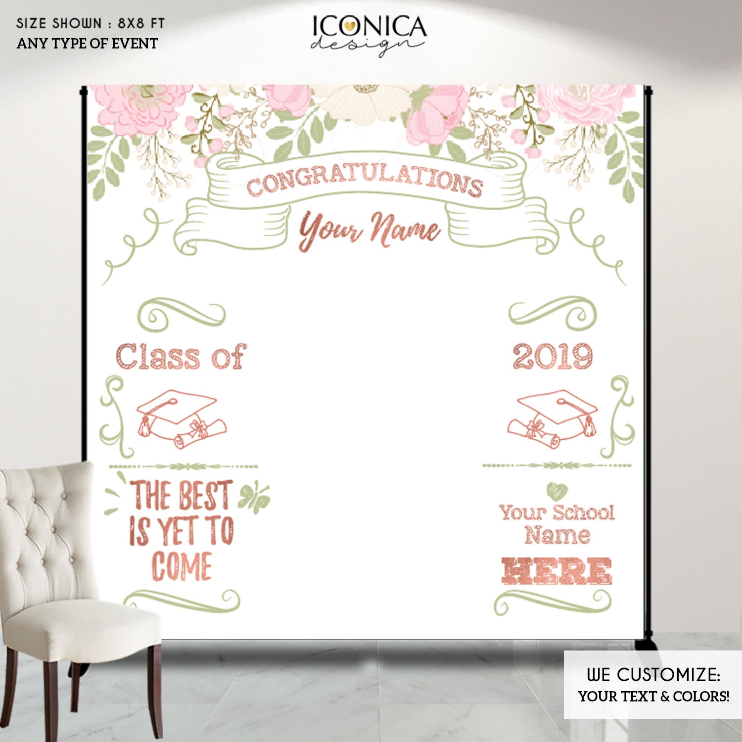 Graduation Party Photo Booth Backdrop Virtual Graduation | Etsy
