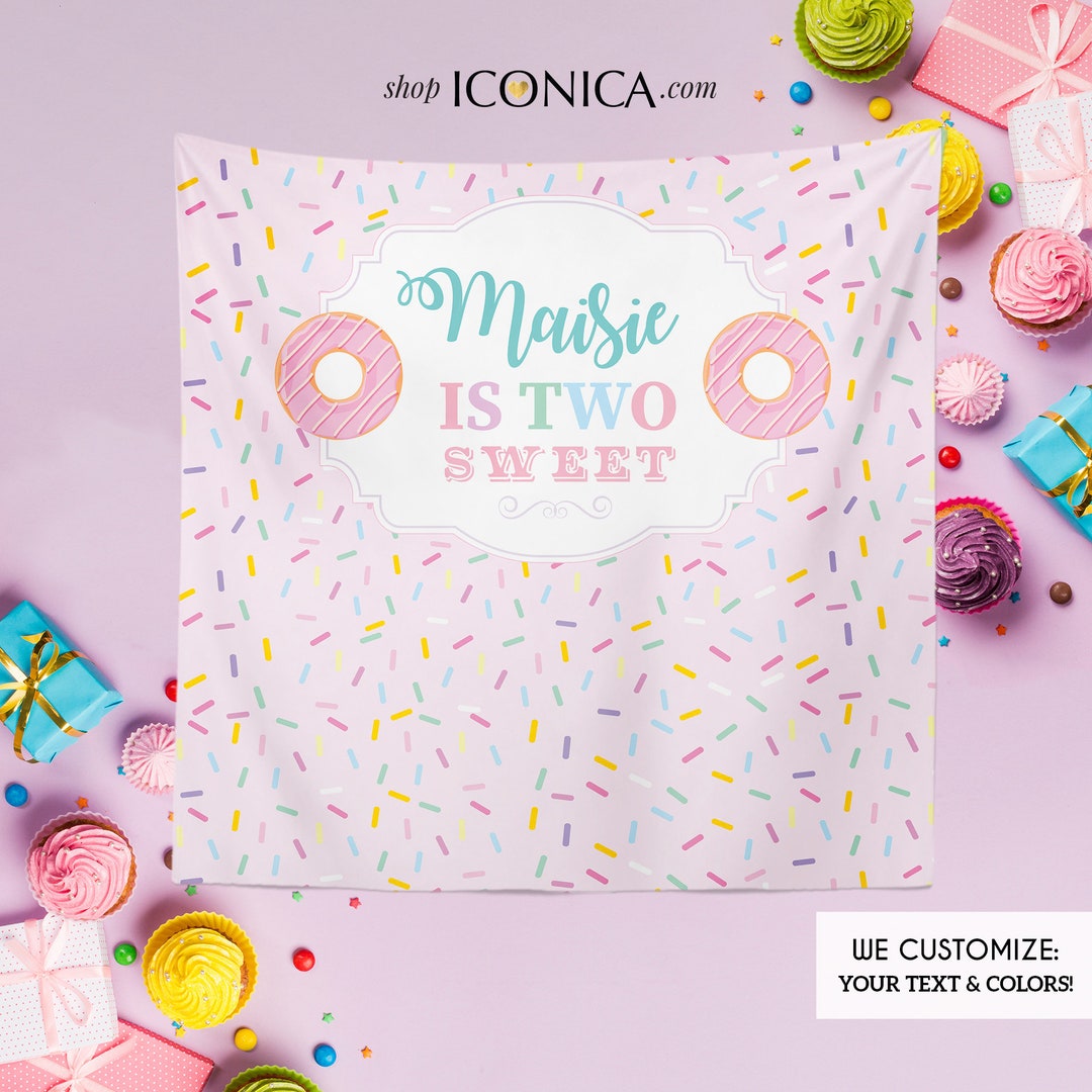 Donut Birthday Backdrop | Two Sweet Party Decor (printed or Printable ...