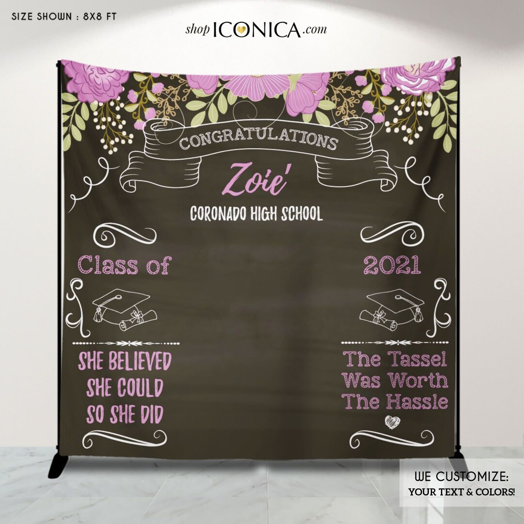 Graduation Party Photo Booth Backdrop, Virtual Graduation, Floral ...