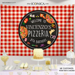 Pizza Party Photo Backdrop, Pizzeria Backdrop, Pizza Theme Birthday ...