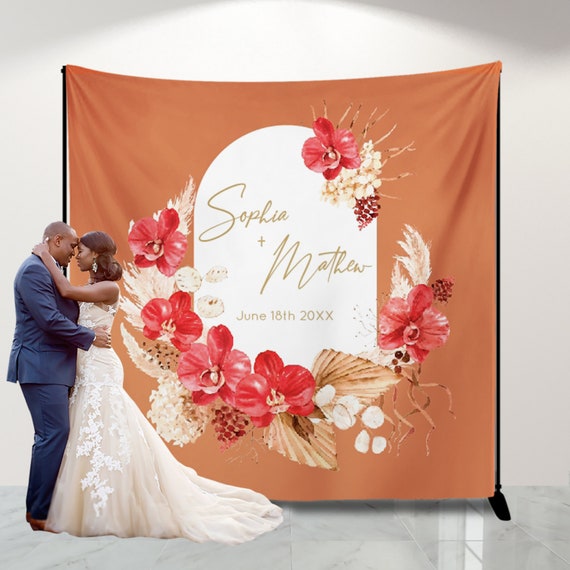 Terracotta Wedding Decor Boho Photo Backdrop for reception Pampas Photo ...