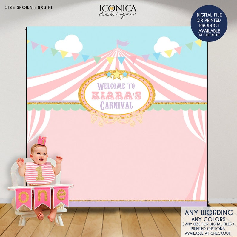 Carousel Party Banner Carnival Banner Girl Pink Circus Party - Etsy