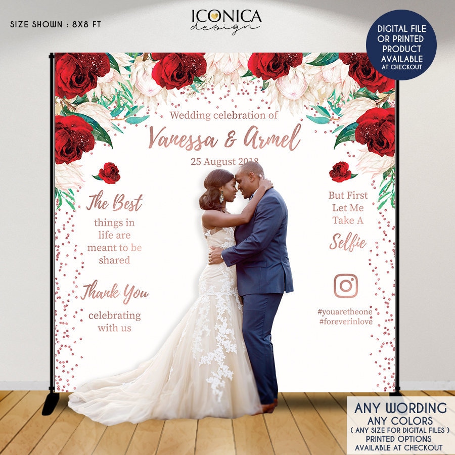 Wedding Backdropwhite Red Rose Gold Wedding Decor Engagement | Etsy