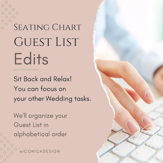 Seating Chart Guest List Edits, We will organize your List in ...