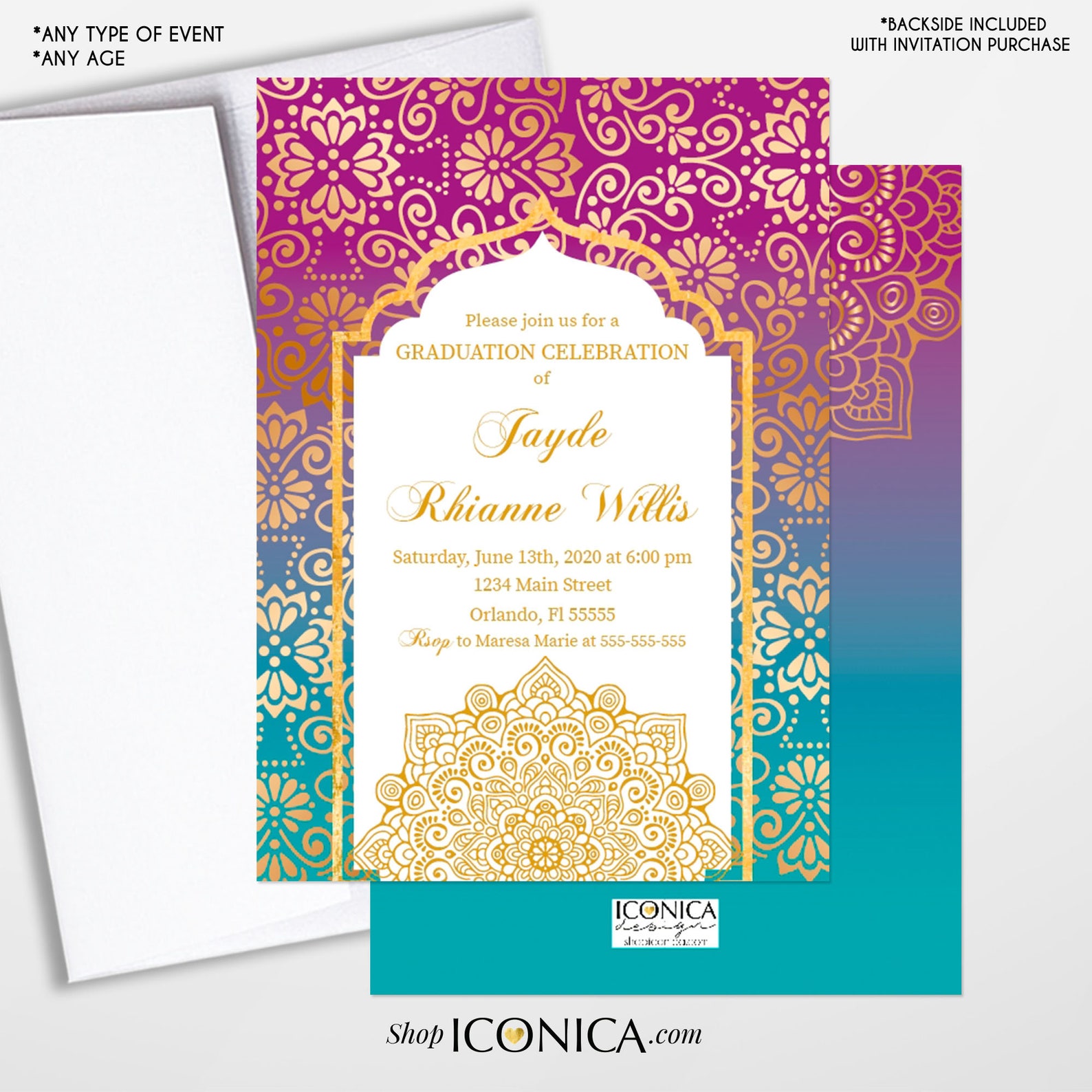 Moroccan Invitation Bollywood Invitation Arabian Invitation Indian ...
