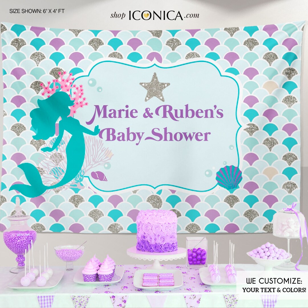 Mermaid Party Backdrop, Under the Sea Party Backdrop, Mermaid Banner ...