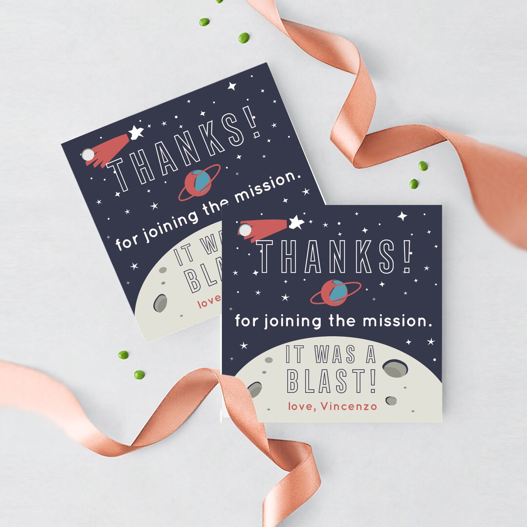 Galaxy Birthday Favor Tags, Space Theme Thank You Tags,outer Space Gift ...
