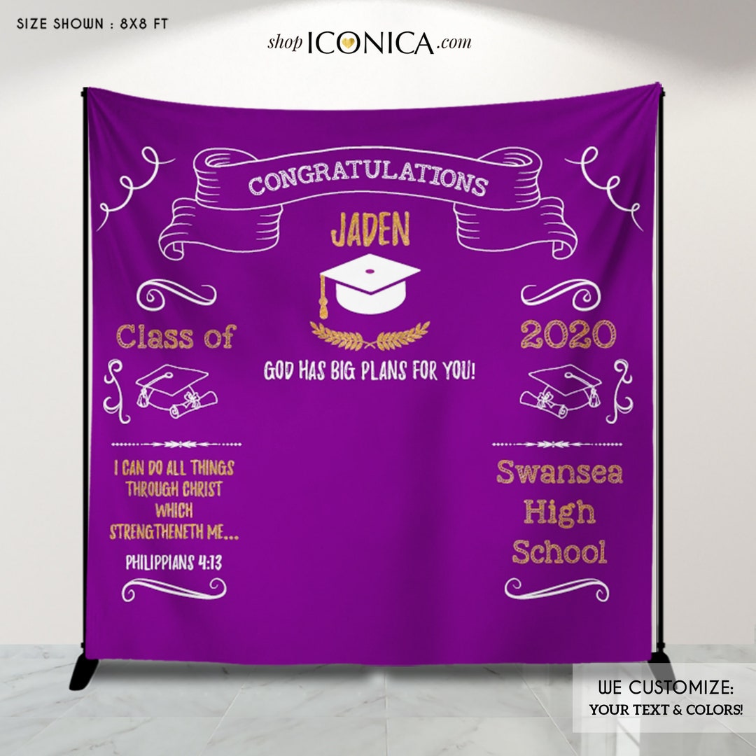 Graduation Party Photo Booth Backdrop, Virtual Graduation, Personalized ...